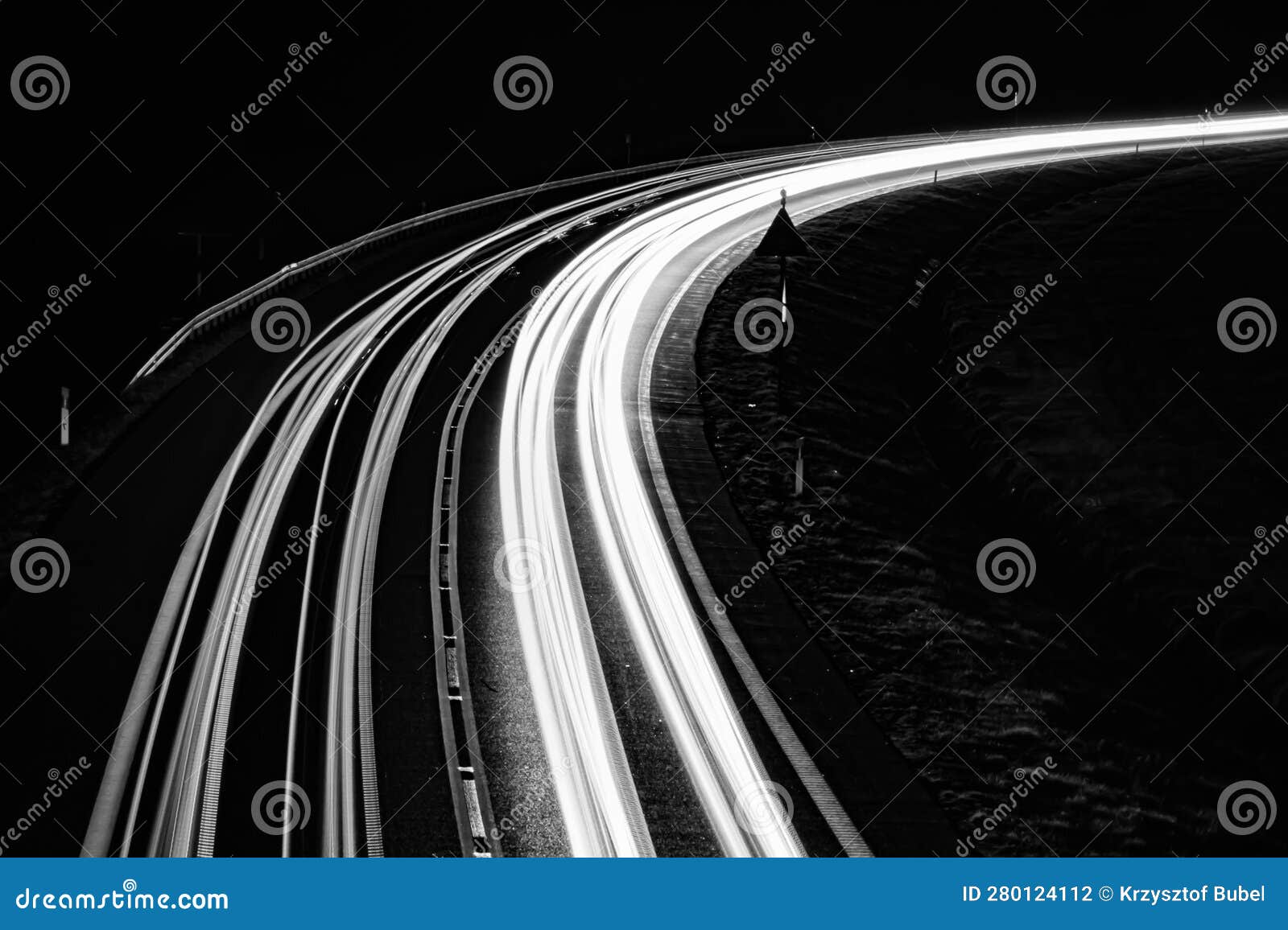 White Lines of Car Lights on Black Background Stock Photo - Image of ...