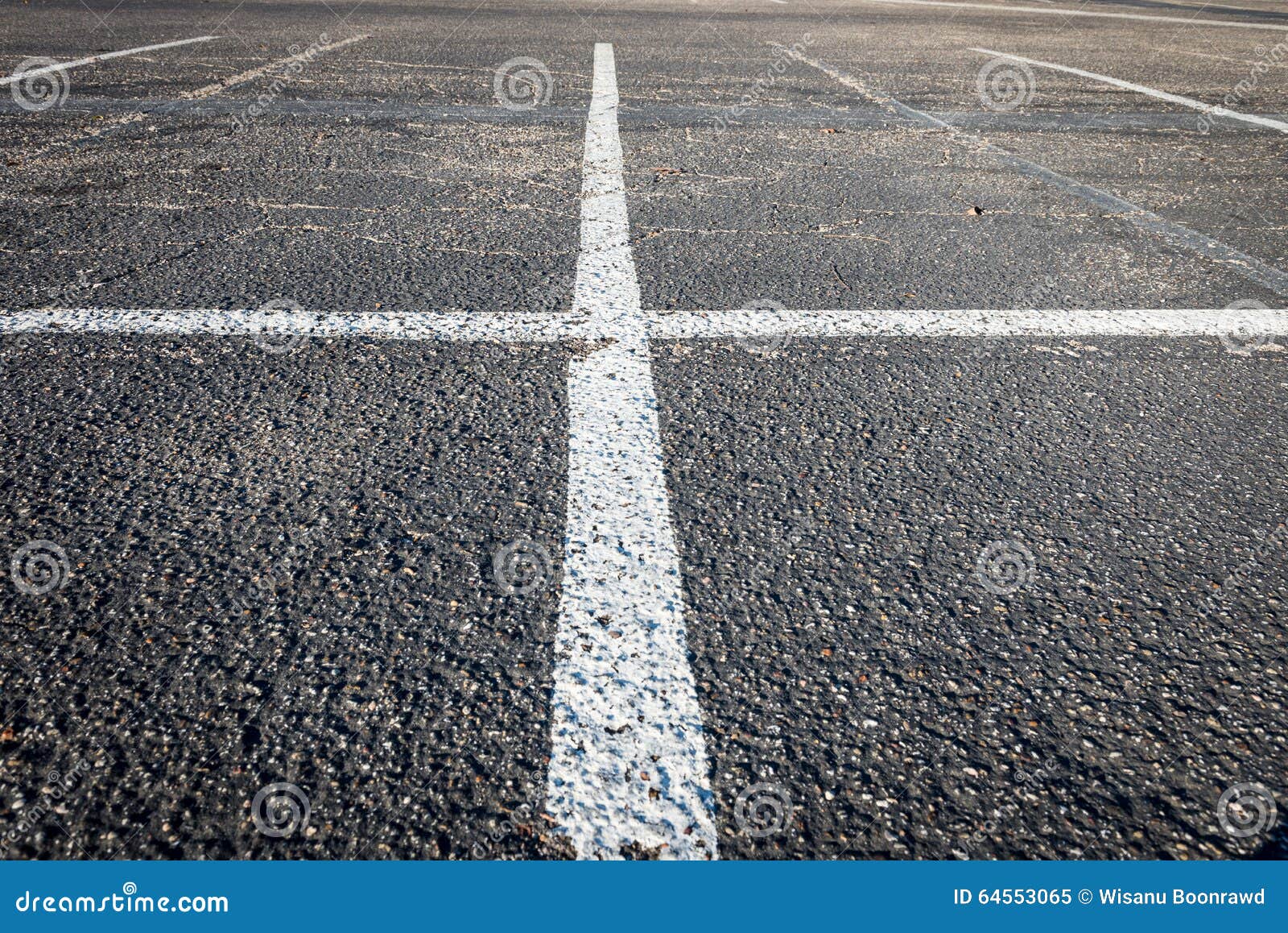 White Lines Intersect on Parking Lot Stock Image - Image of cross ...