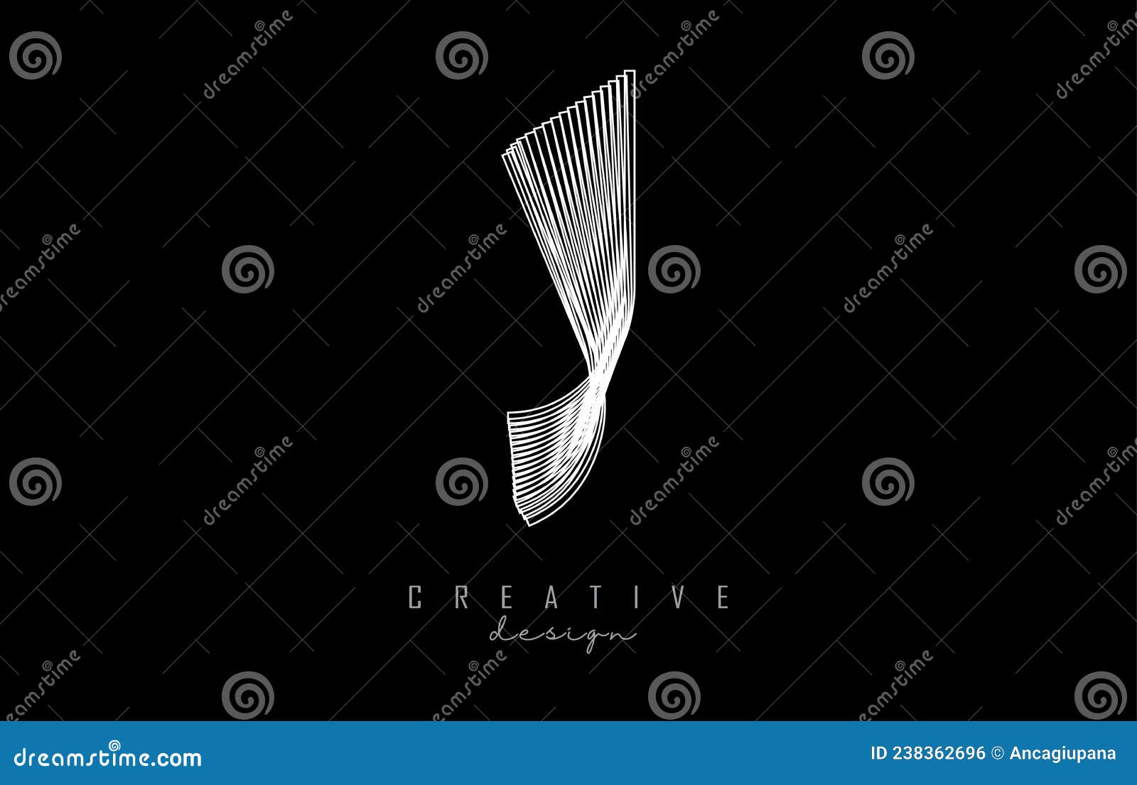 White Lines Letter J Logo. Creative Line Vector Illustration Design ...
