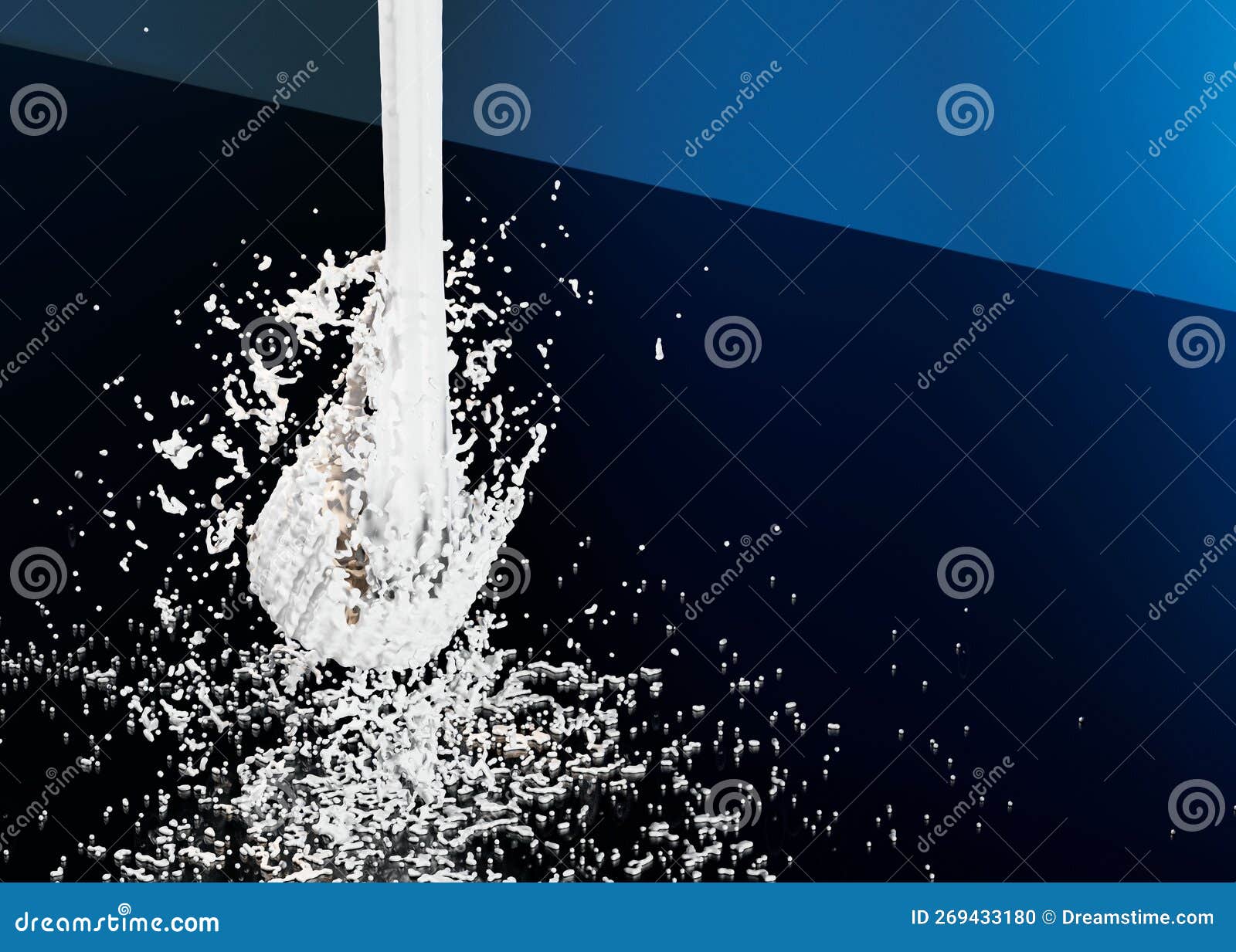 White Liquid Stream Falling into a Puddle of Water in the Middle of a ...