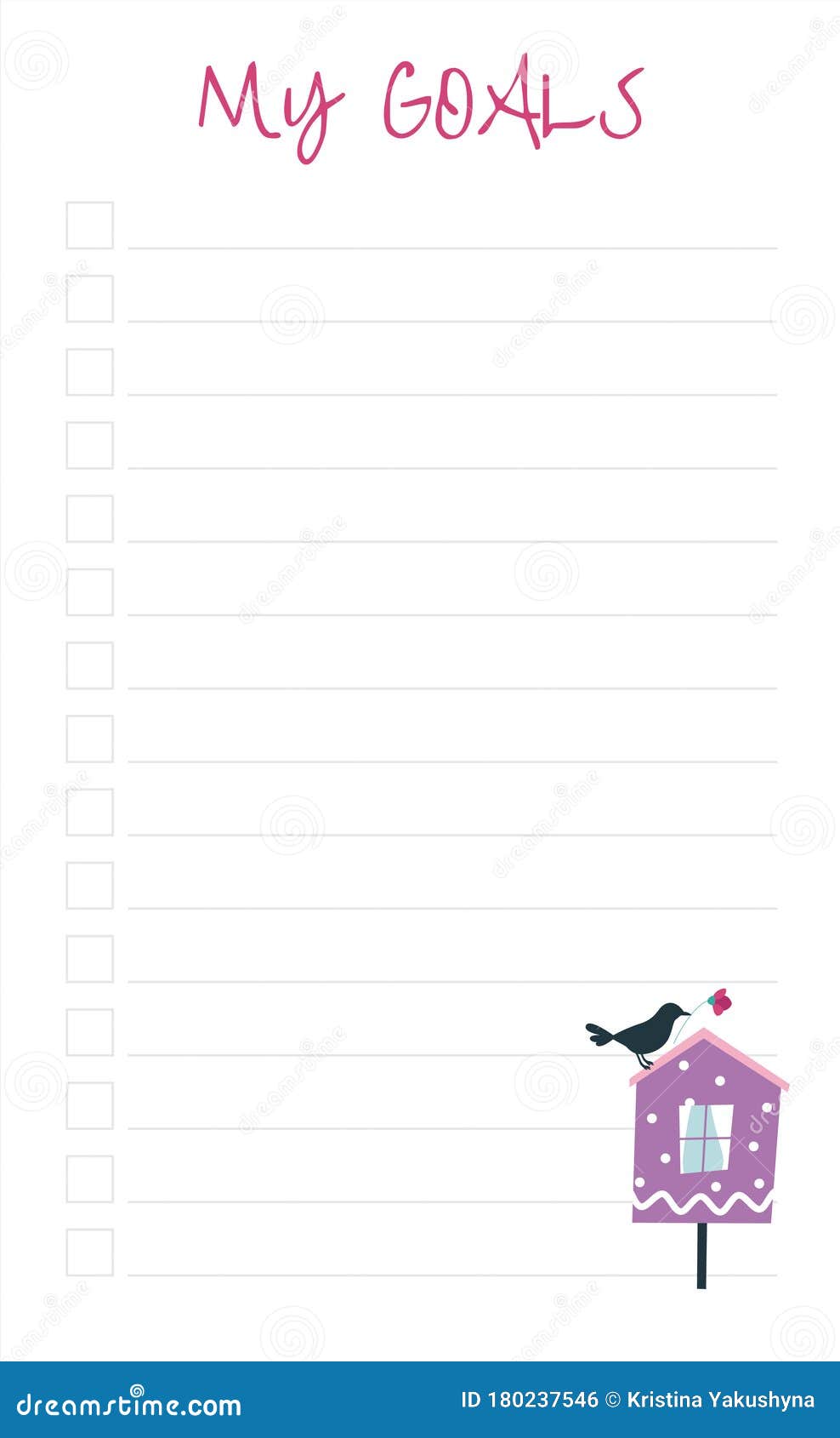 White List My Goals with Cute Birdhouse Stock Illustration ...