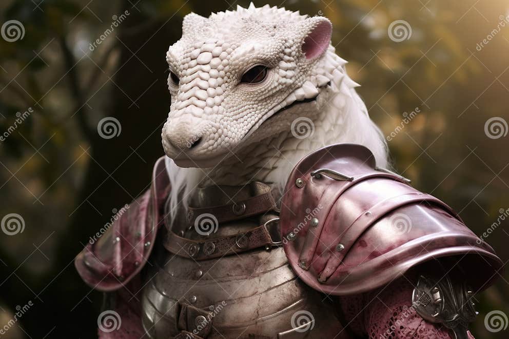 A white lizard in armor stock illustration. Illustration of mammal ...