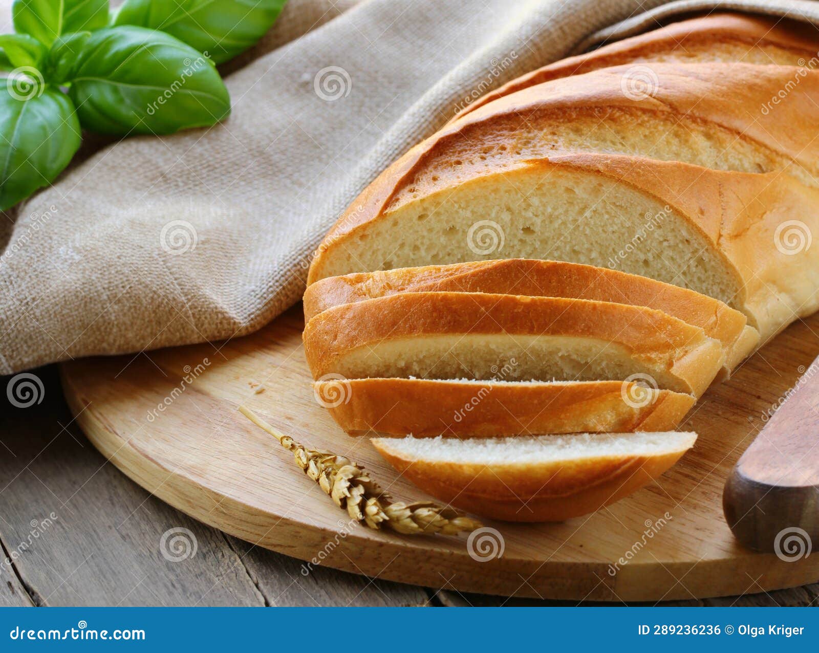 White loaf of bread sliced stock photo. Image of breakfast - 289236236