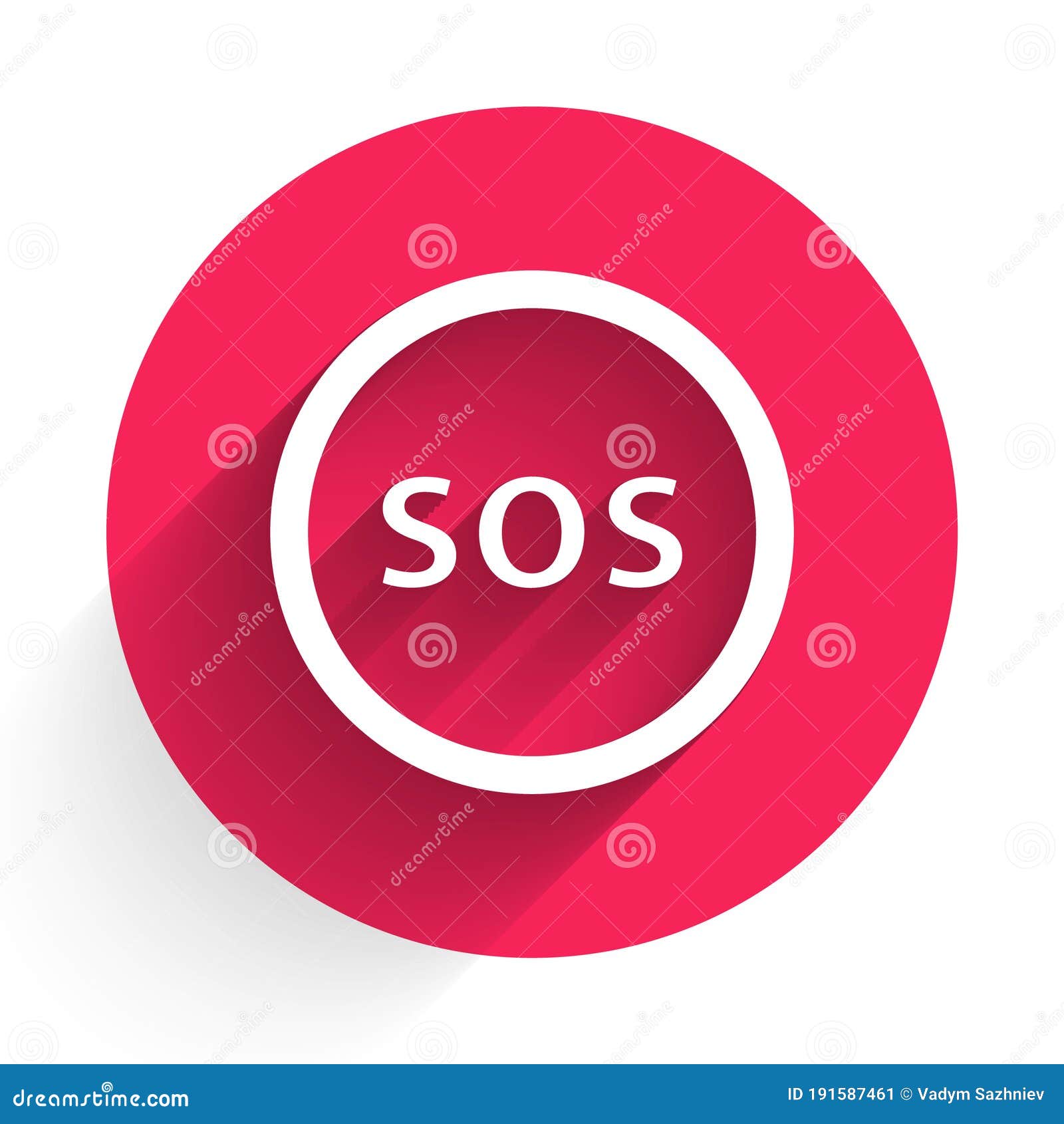 White Location with SOS Icon Isolated with Long Shadow. SOS Call Marker ...