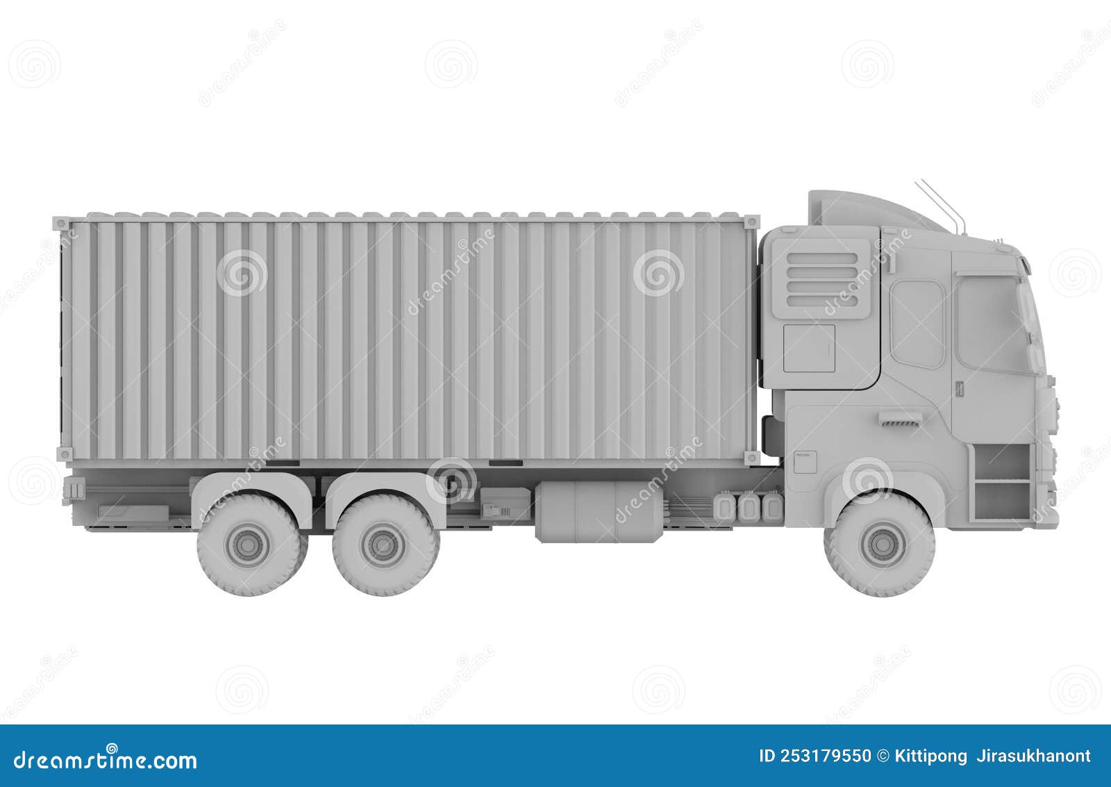 White Logistic Trailer Truck Or Lorry Model In Industrial Estate For ...