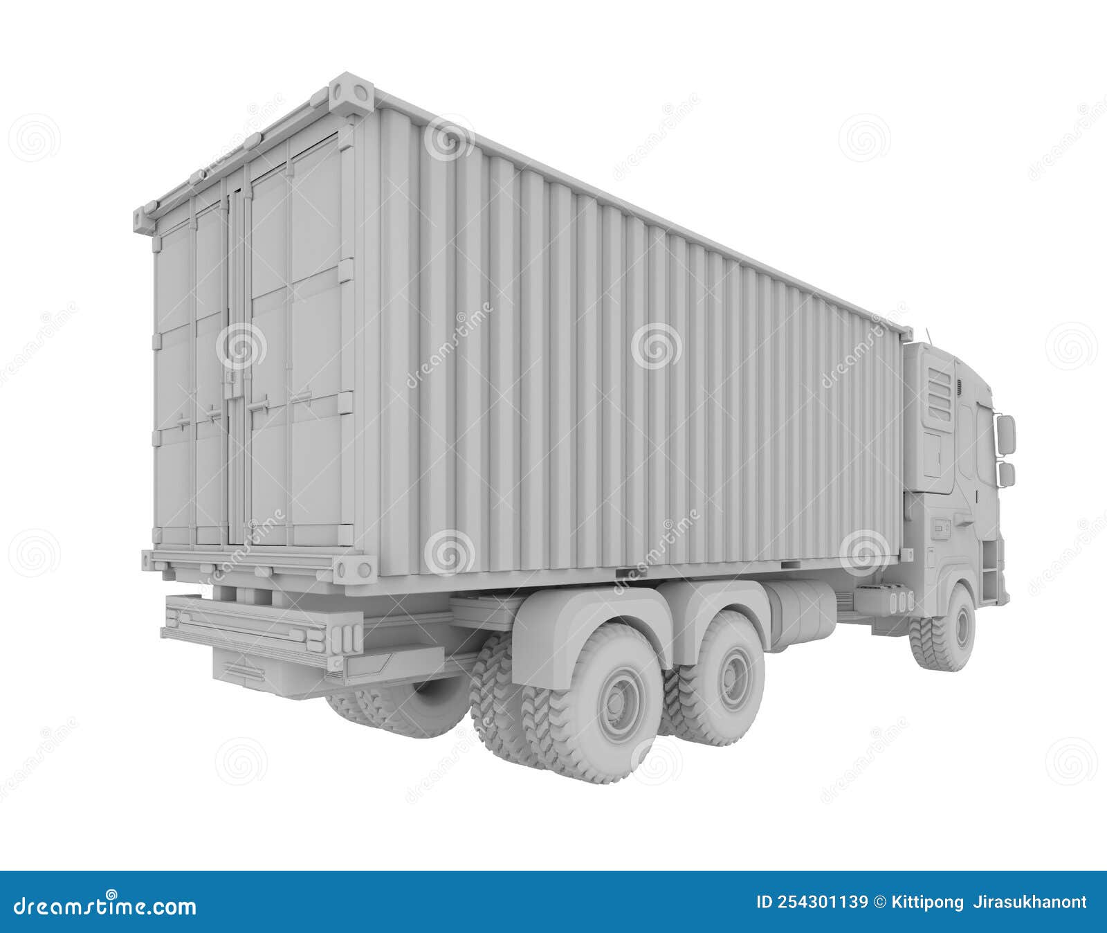 White Logistic Trailer Truck Or Lorry Model In Industrial Estate For ...