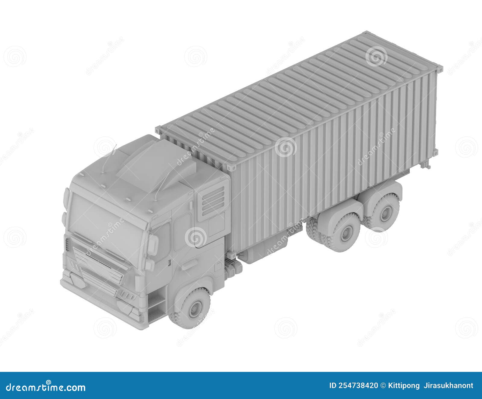 White Logistic Trailer Truck Or Lorry Model In Industrial Estate For ...
