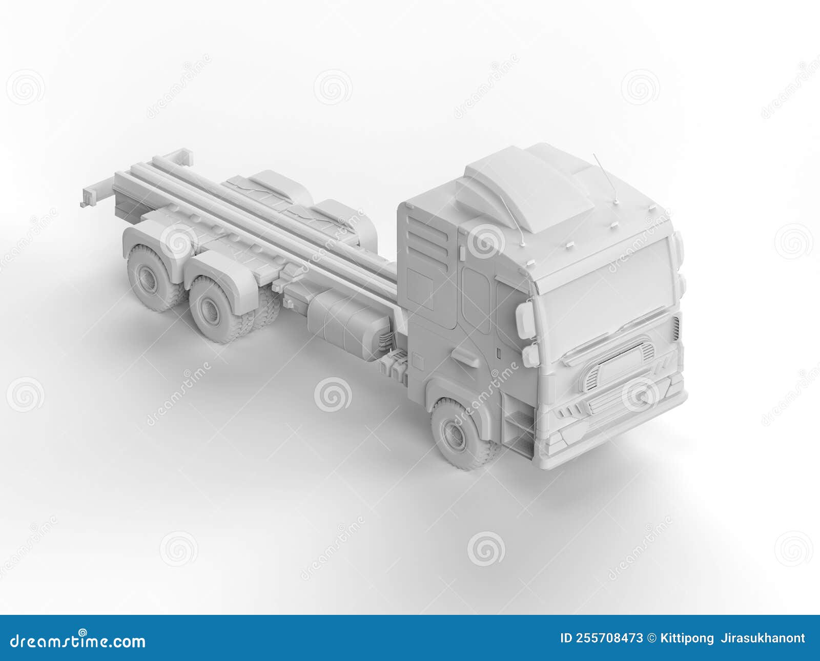 White Logistic Trailer Truck Or Lorry Model In Industrial Estate For ...
