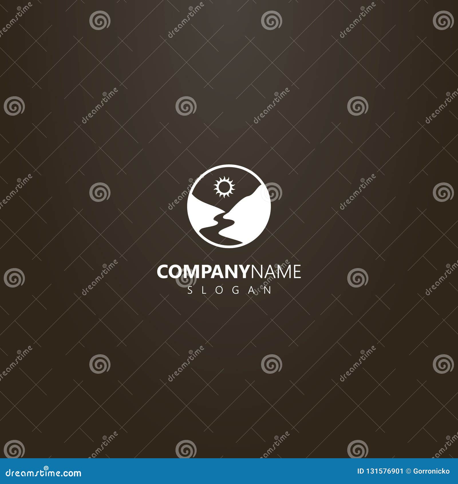Vector Round Logo of a River or Footpath between Mountains Stock ...