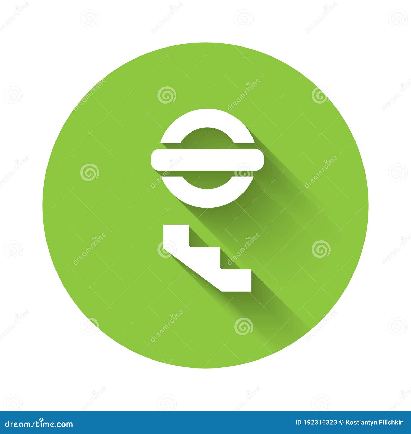 White London Underground Icon Isolated with Long Shadow. Green Circle ...
