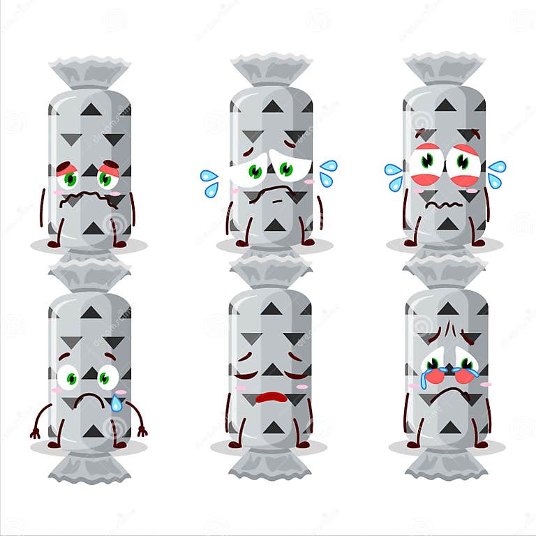 White Long Candy Package Cartoon Character with Sad Expression Stock ...