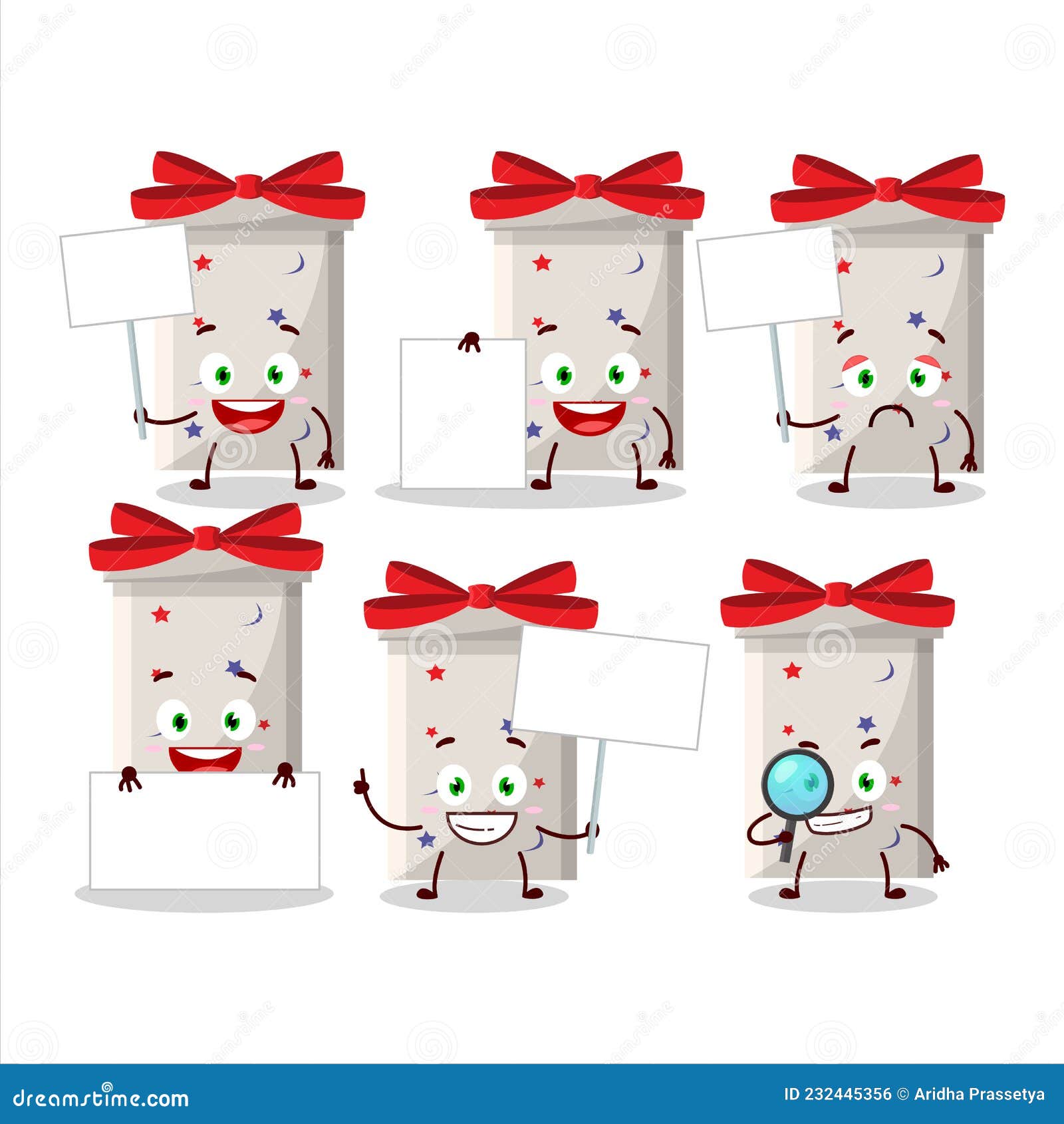 White Long Gift Box Cartoon Character Bring Information Board Stock ...