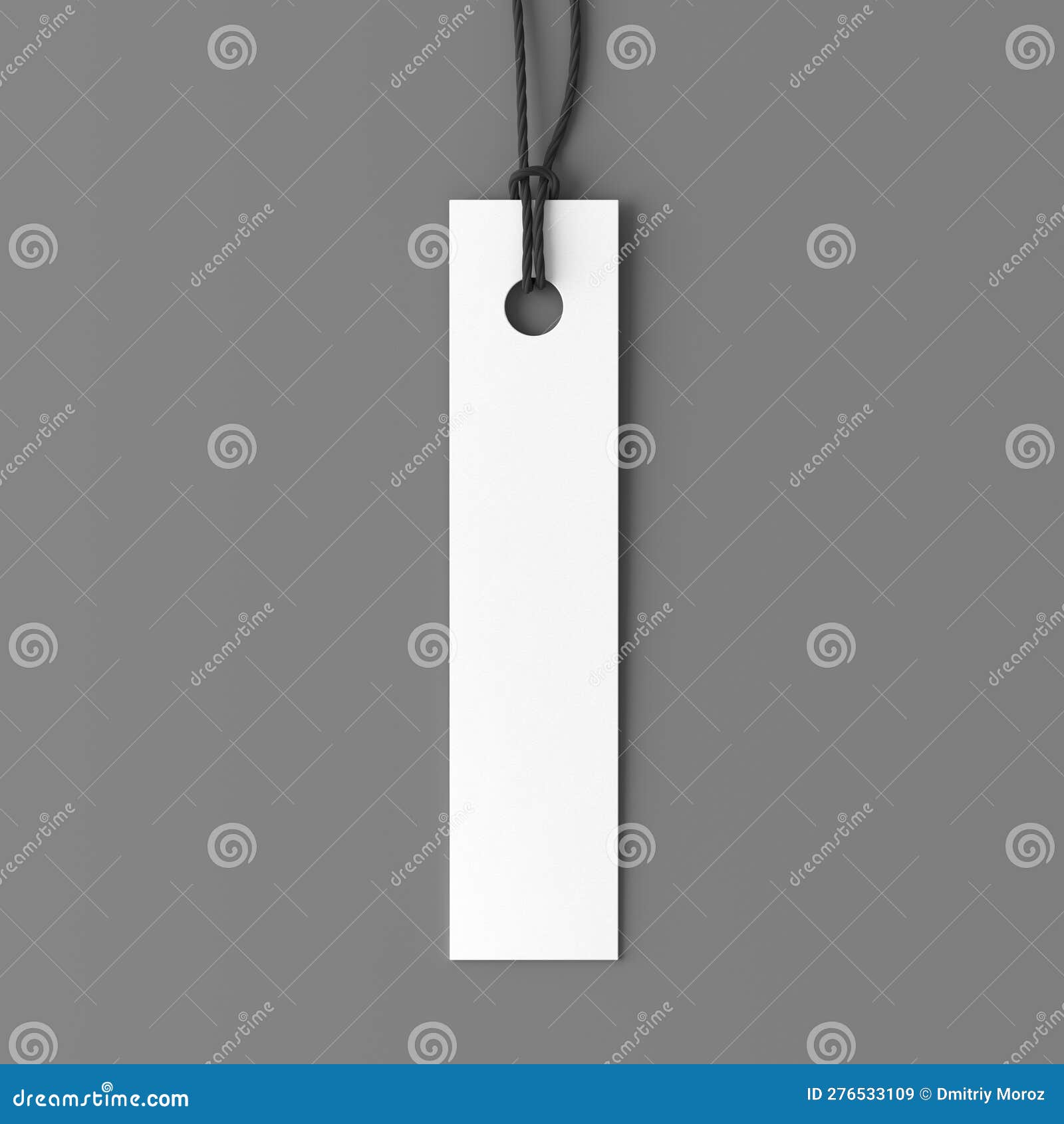 White Long Tag Mockup on Gray Background. View Directly Above Stock ...