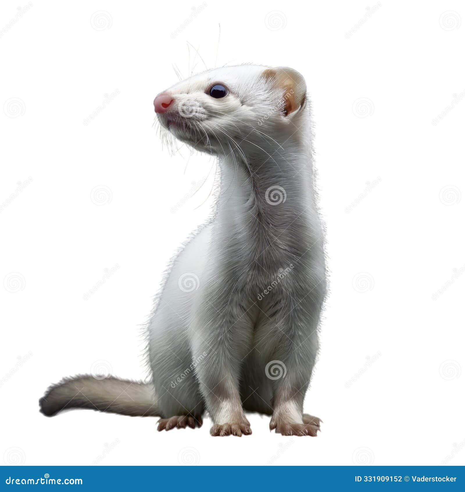 White Long-Tailed Weasel Sitting Stock Photo - Illustration of predator ...