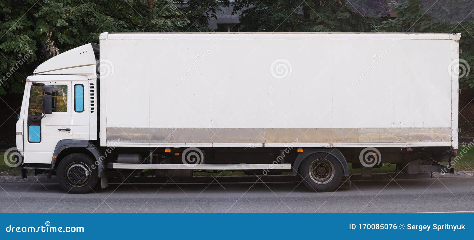 White long van side view stock photo. Image of transport - 170085076
