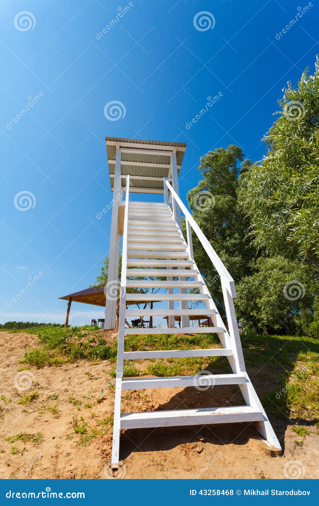 White Lookout Tower at a Beach Stock Photo - Image of holiday, rescue ...