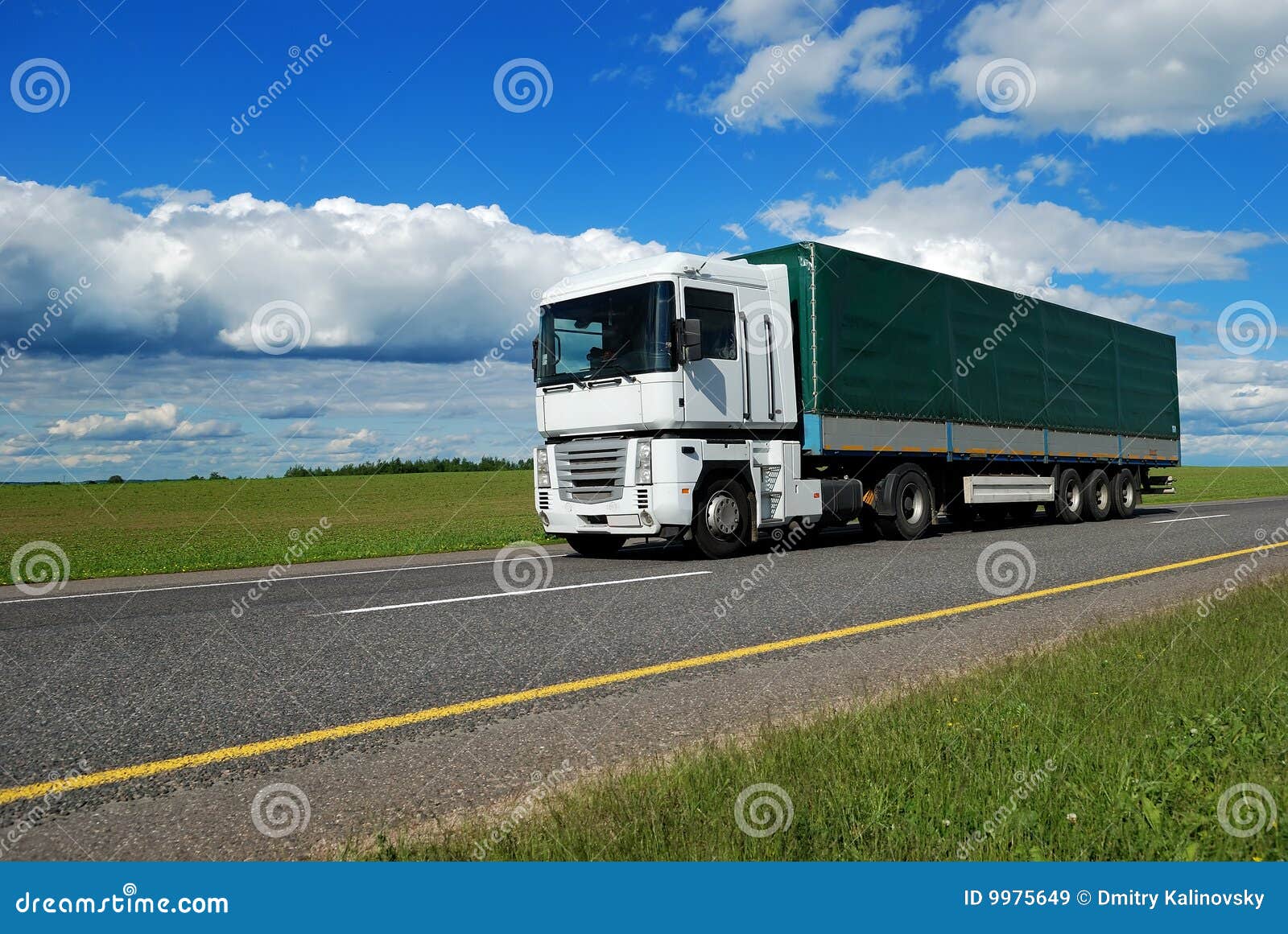 White Lorry with Green Trailer Stock Image - Image of freighting ...
