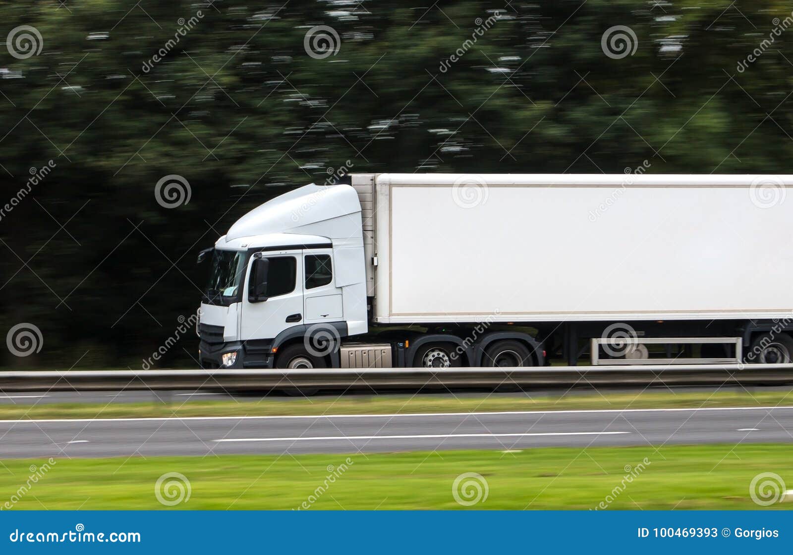 White lorry in motion stock image. Image of commercial - 100469393