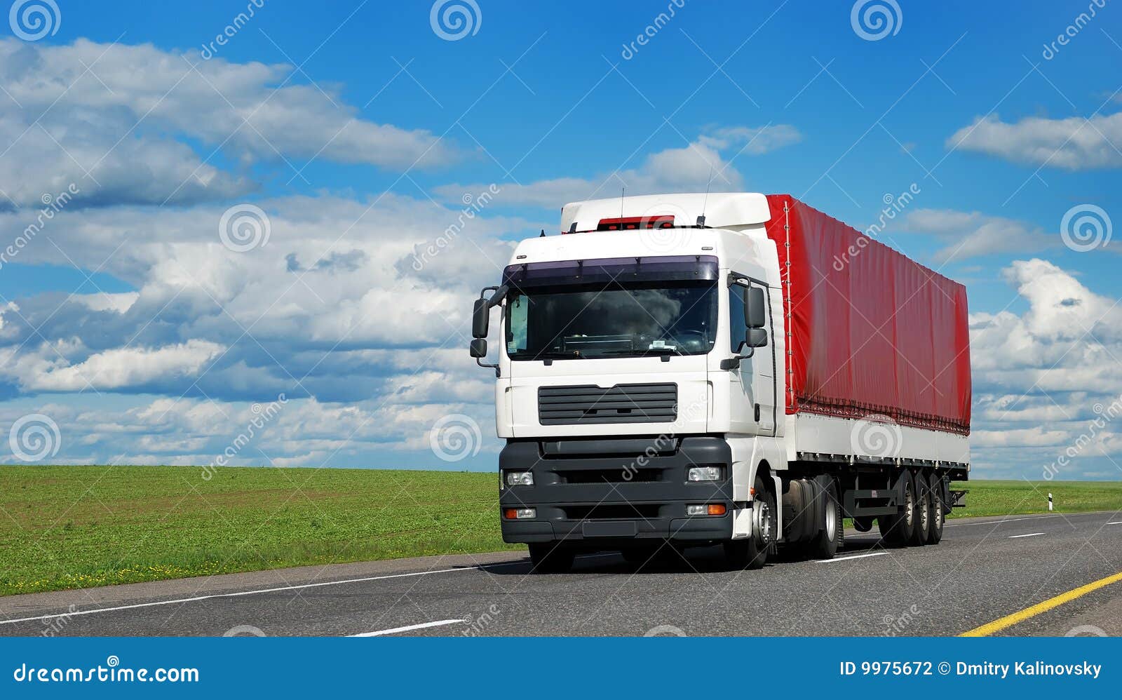 White Lorry with Red Trailer Stock Photo - Image of freighting ...