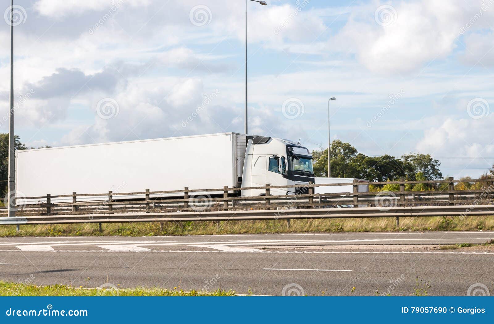 White lorry on the road stock photo. Image of blank, journey - 79057690