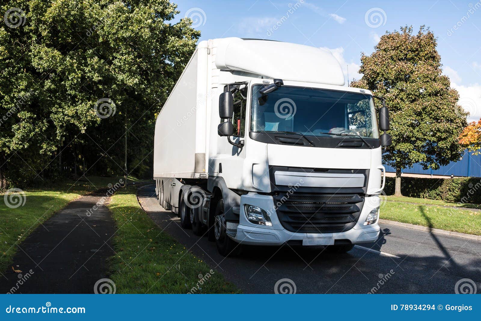 White lorry on th road stock photo. Image of industrial - 78934294