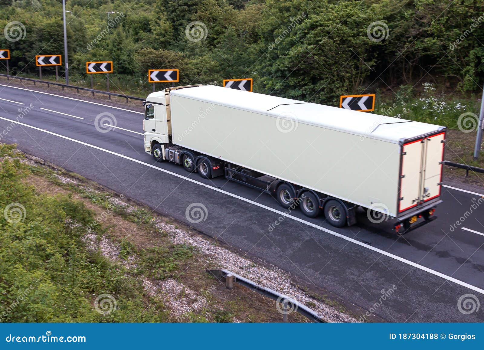 White Lorry Travelling on Motorway Stock Photo - Image of fridge, food ...
