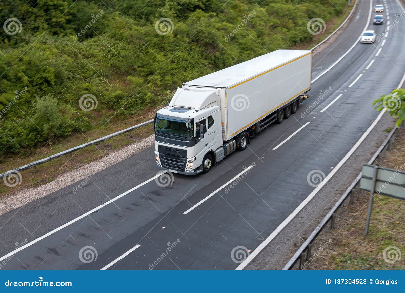 White Lorry Travelling on Motorway Stock Photo - Image of front, moving ...