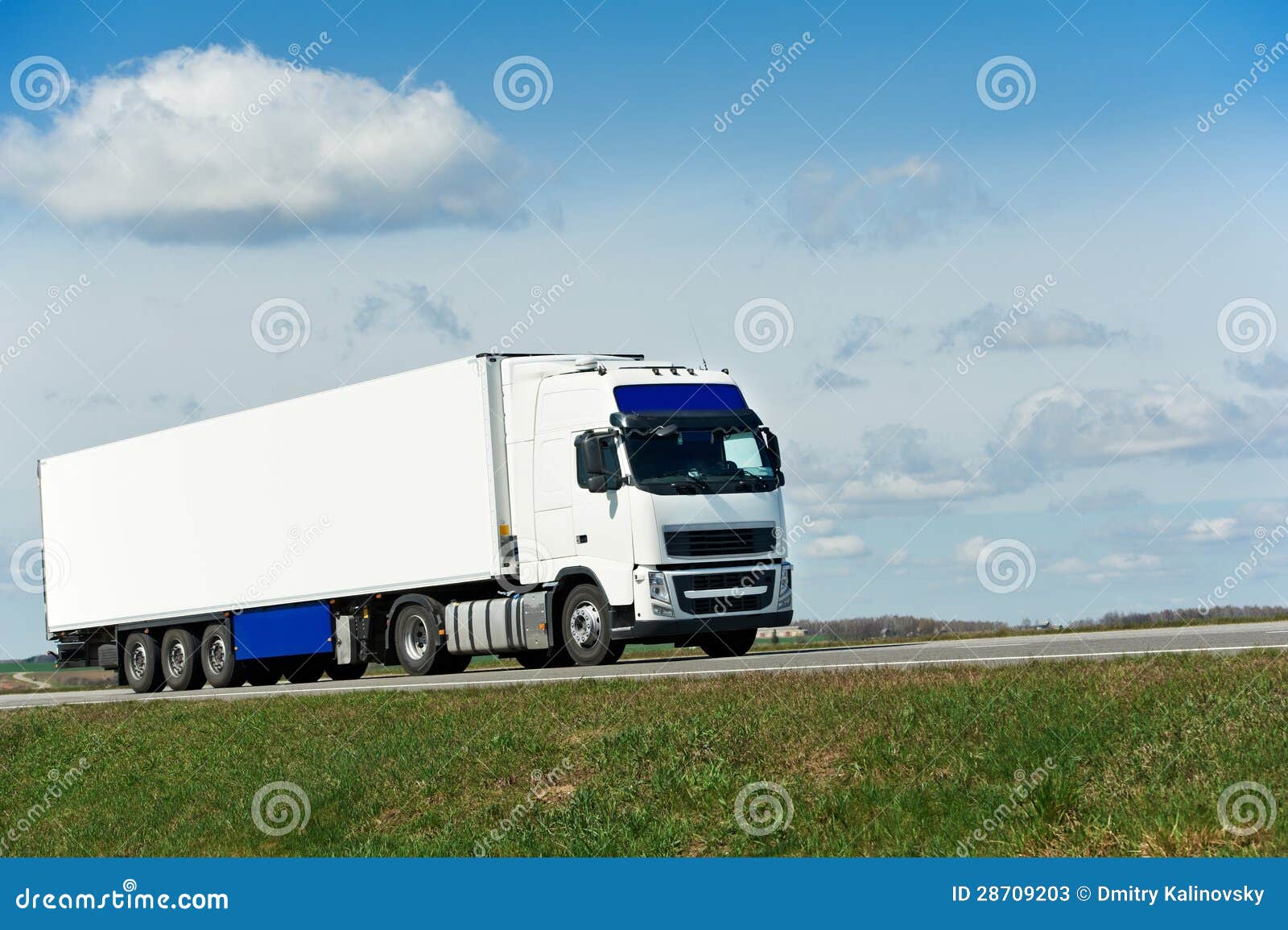 White Lorry with White Trailer Over Blue Sky Stock Image - Image of ...