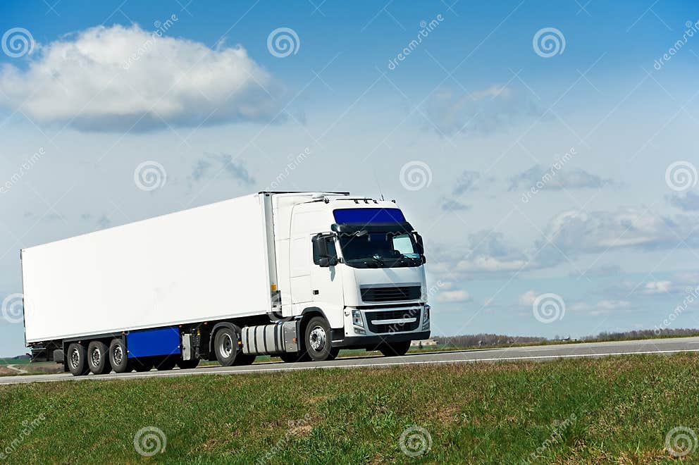 White Lorry with White Trailer Over Blue Sky Stock Image - Image of ...