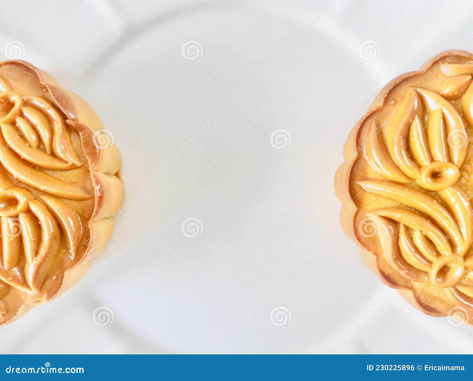 Mooncake Cut in Half on White Background. Stock Photo - Image of china ...