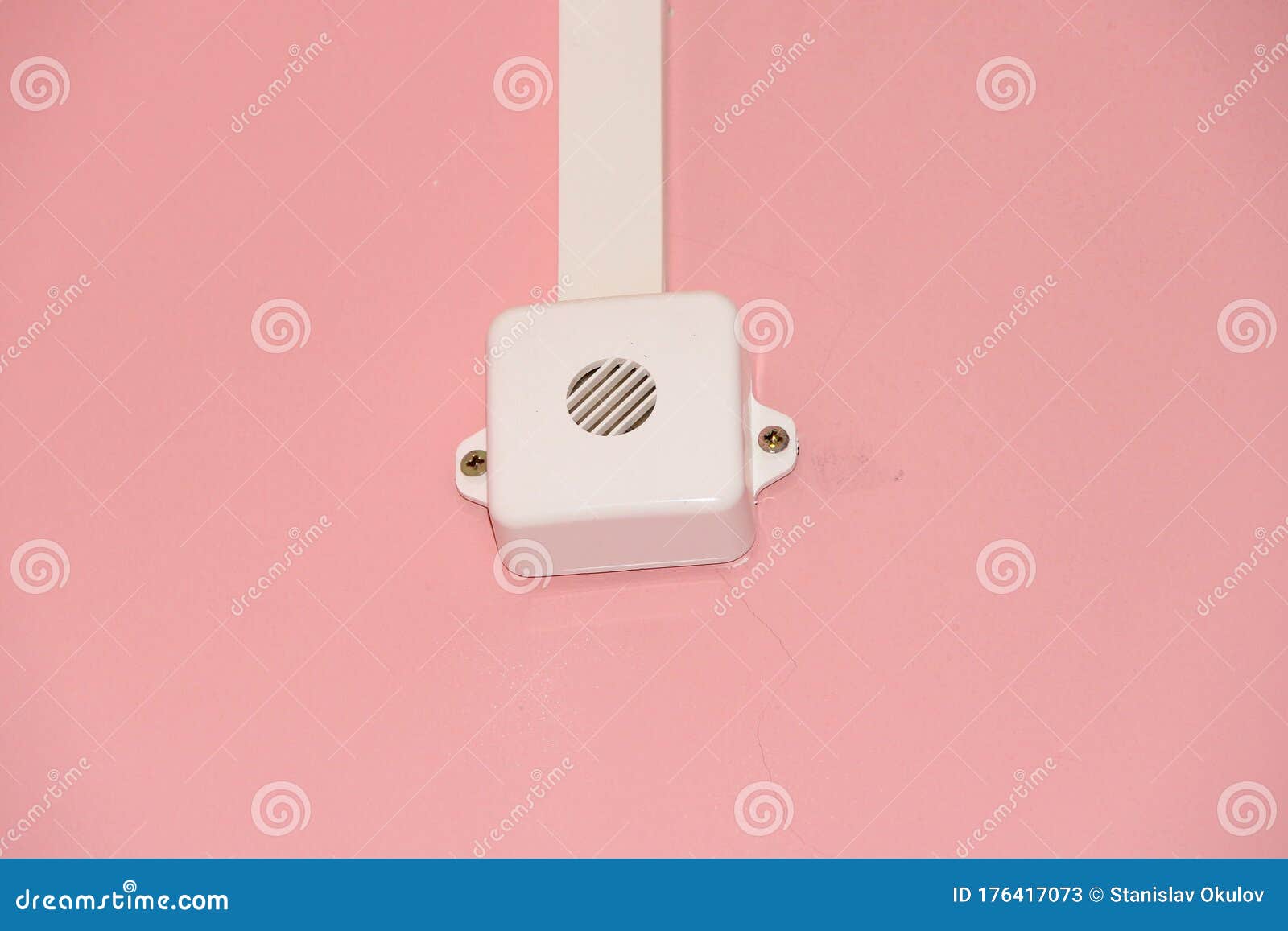 White Loudspeaker of the Fire System on the Pink Wall. Fire Safety ...