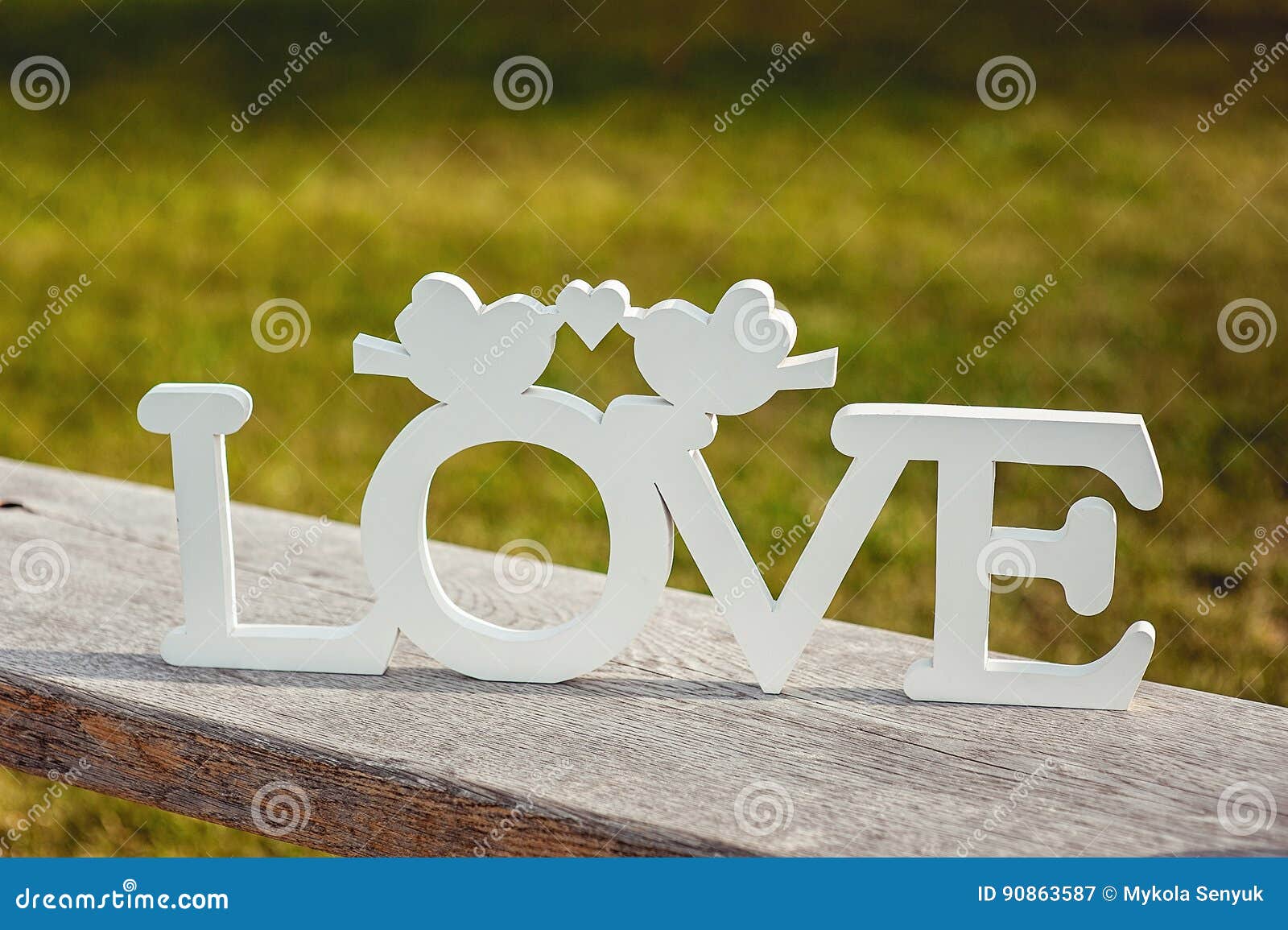 White Love Letters on a Wooden Board. Outside Stock Image - Image of ...