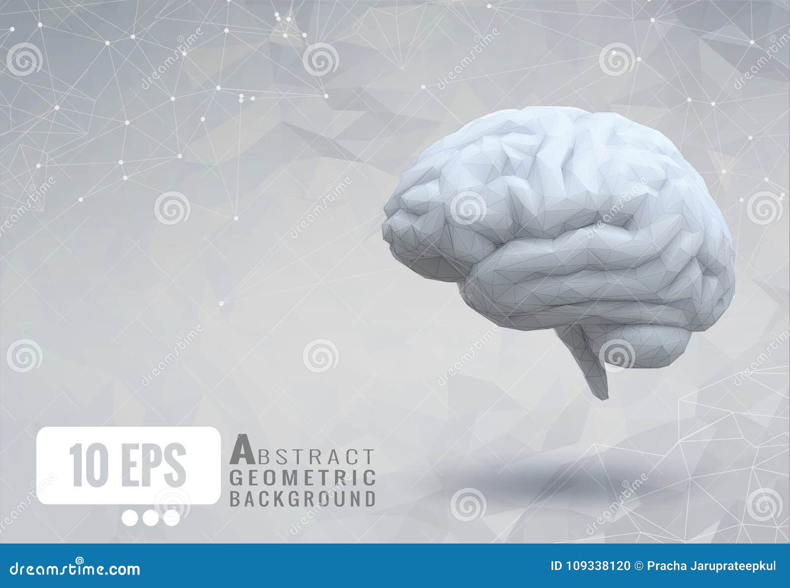 Monochrome Brain on Abstract Polygonal BG Stock Vector - Illustration ...