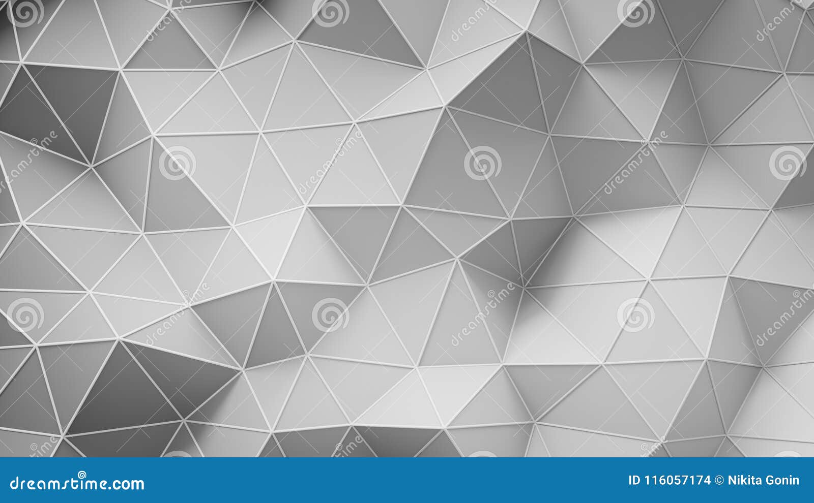 White Low Poly Construction with Lines on Edges 3D Illustration Stock ...