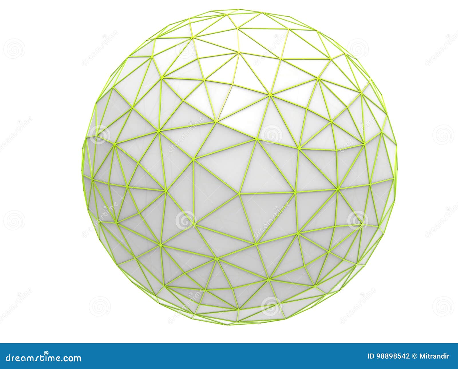 White Low Poly Sphere with Green Geometric Structures on it Stock ...