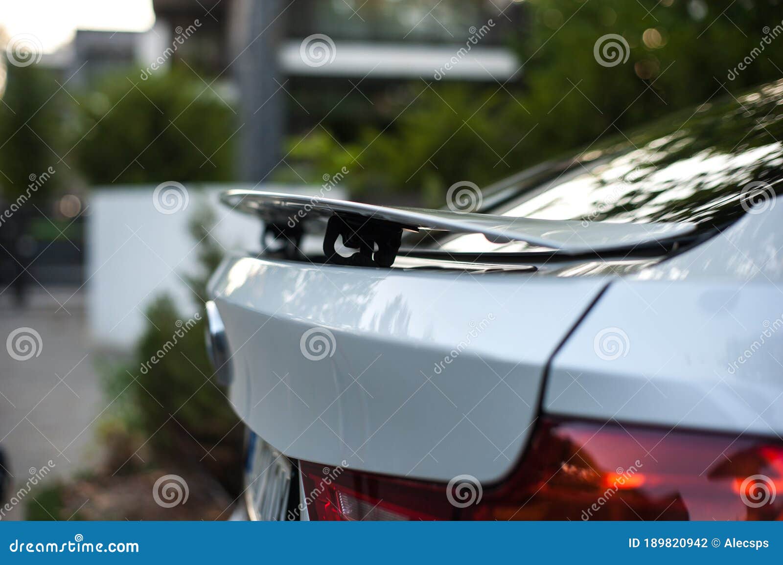 White Luxury Sports Car Spoiler Stock Photo - Image of powerful ...