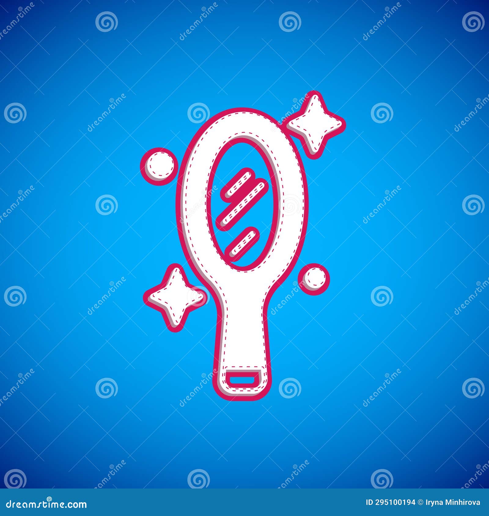 White Magic Hand Mirror Icon Isolated on Blue Background. Vector Stock ...