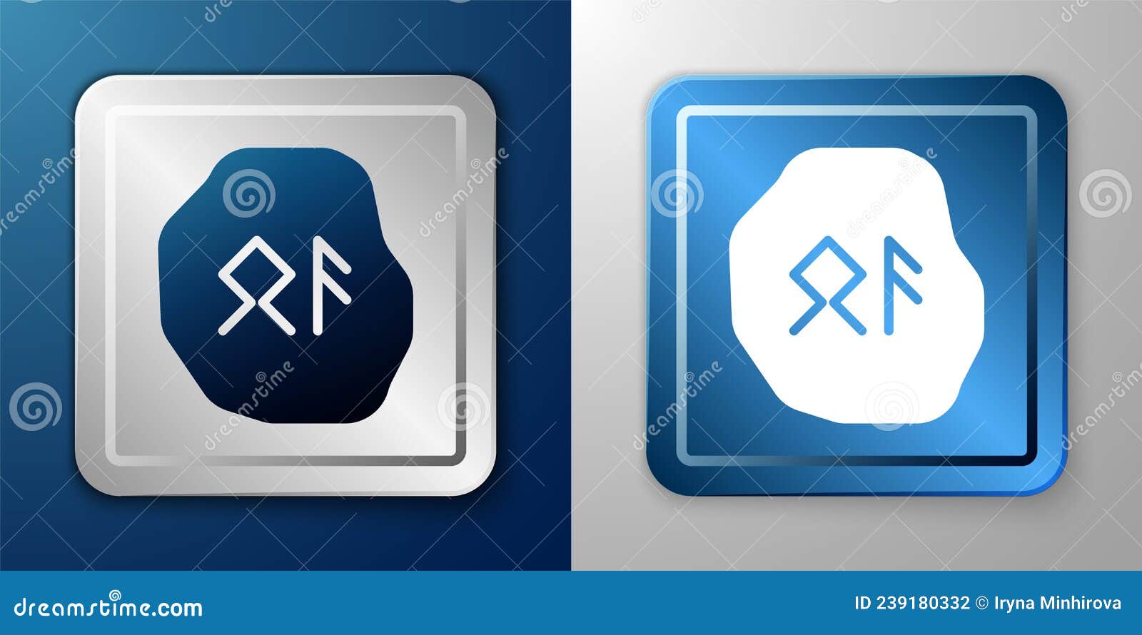 White Magic Runes Icon Isolated on Blue and Grey Background. Silver and ...