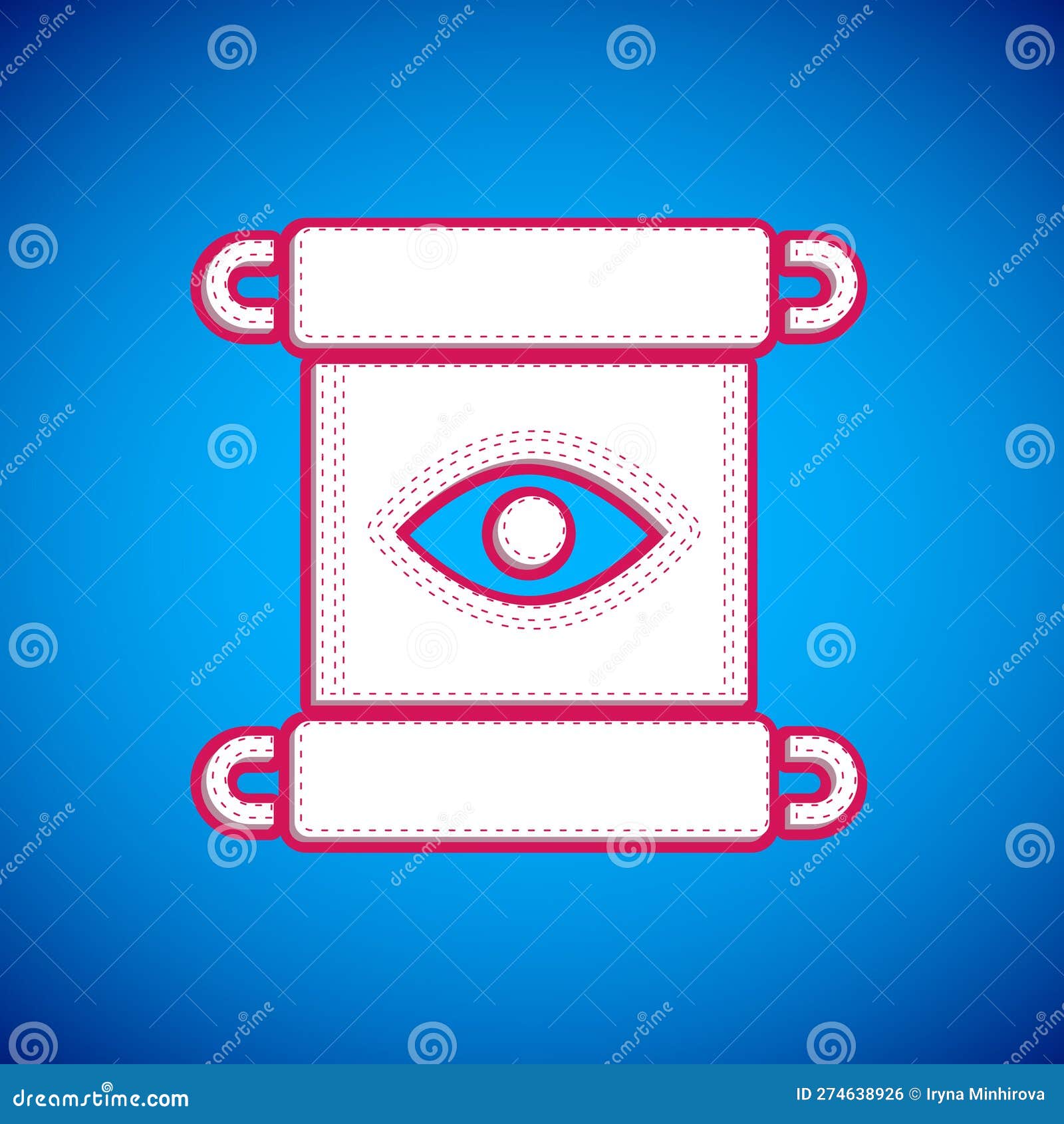 White Magic Scroll Icon Isolated on Blue Background. Decree, Paper ...