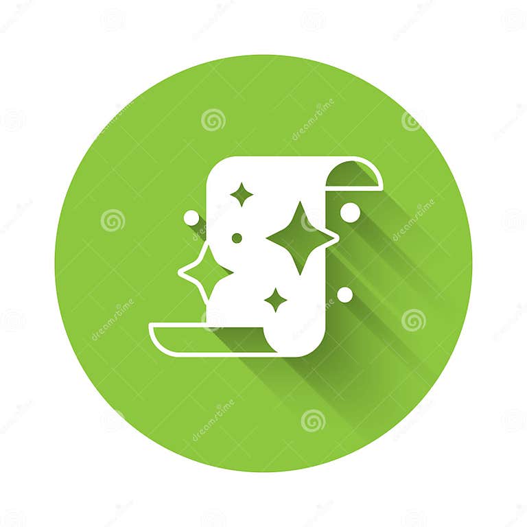 White Magic Scroll Icon Isolated with Long Shadow Background. Decree ...