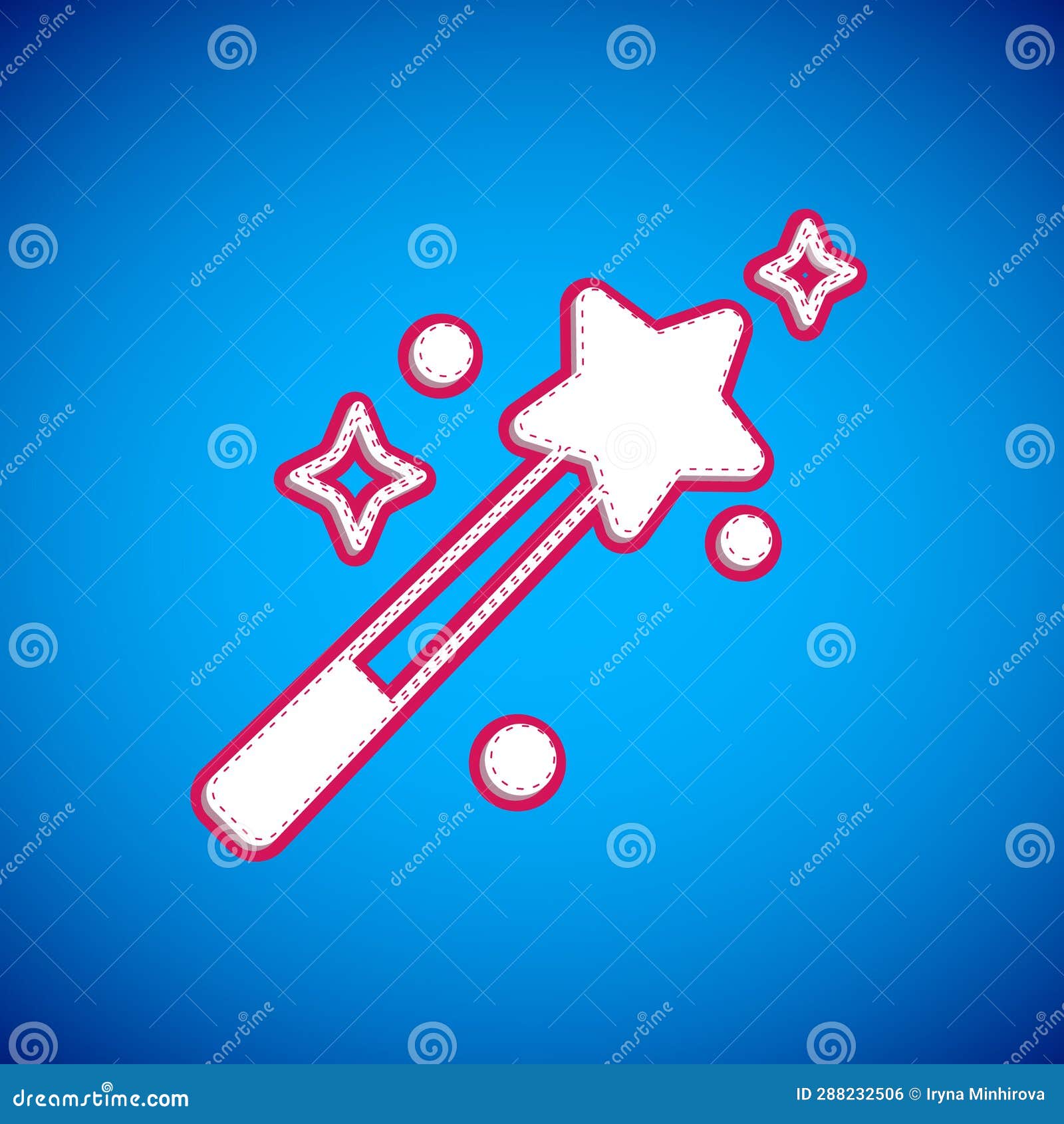 White Magic Wand Icon Isolated on Blue Background. Star Shape Magic ...