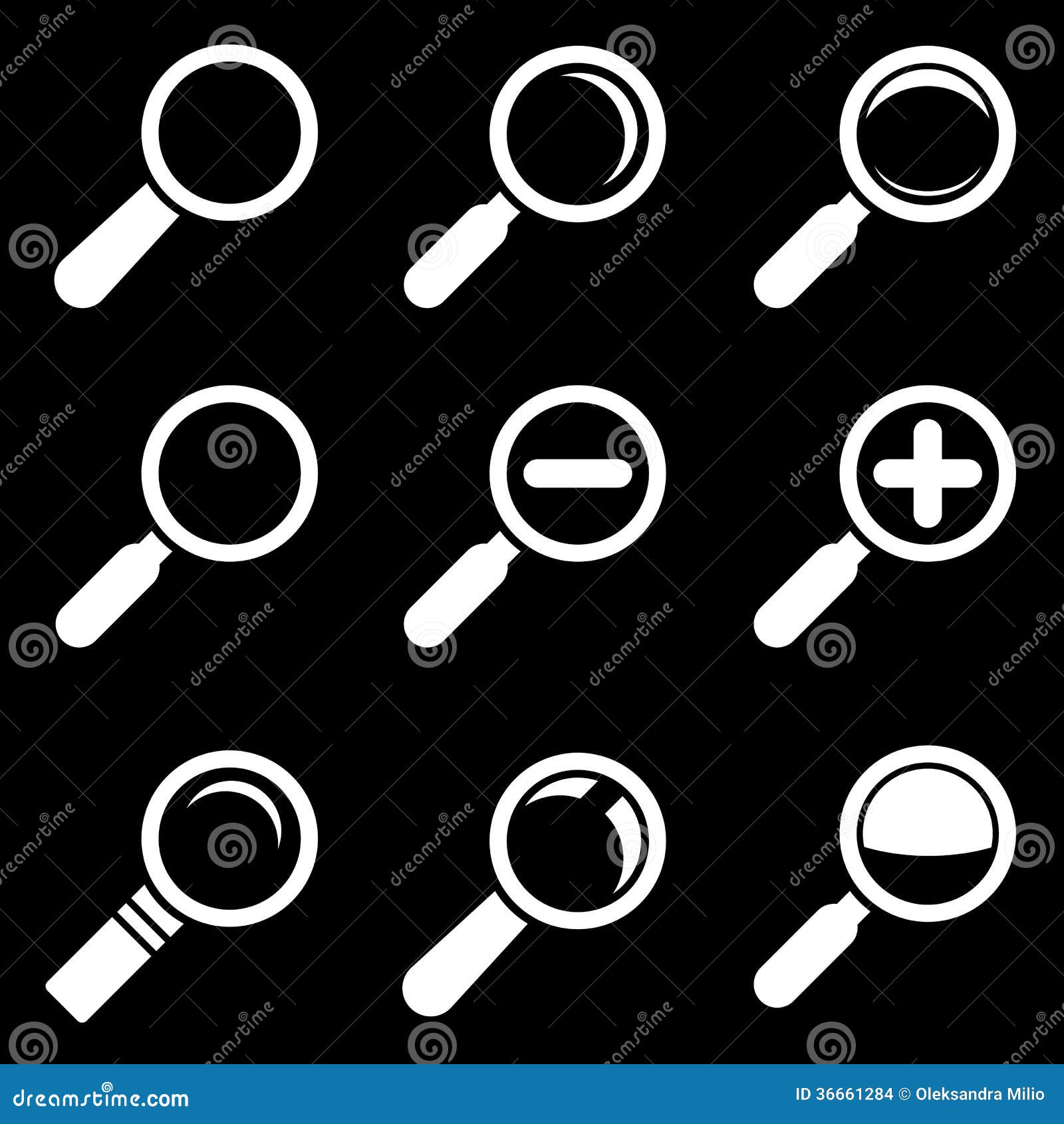 White Magnifier Glass Icons Stock Vector - Illustration of view ...