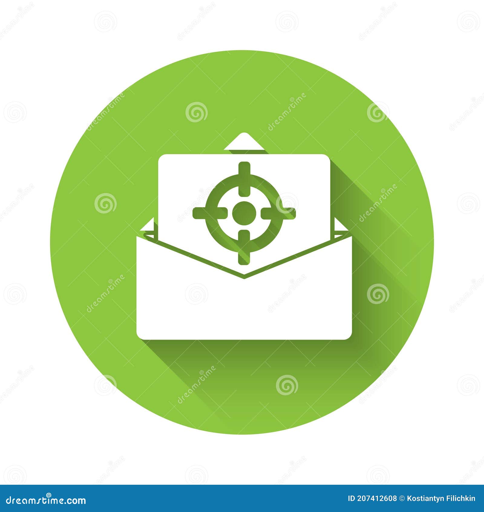 White Mail and E-mail Icon Isolated with Long Shadow. Envelope Symbol E ...