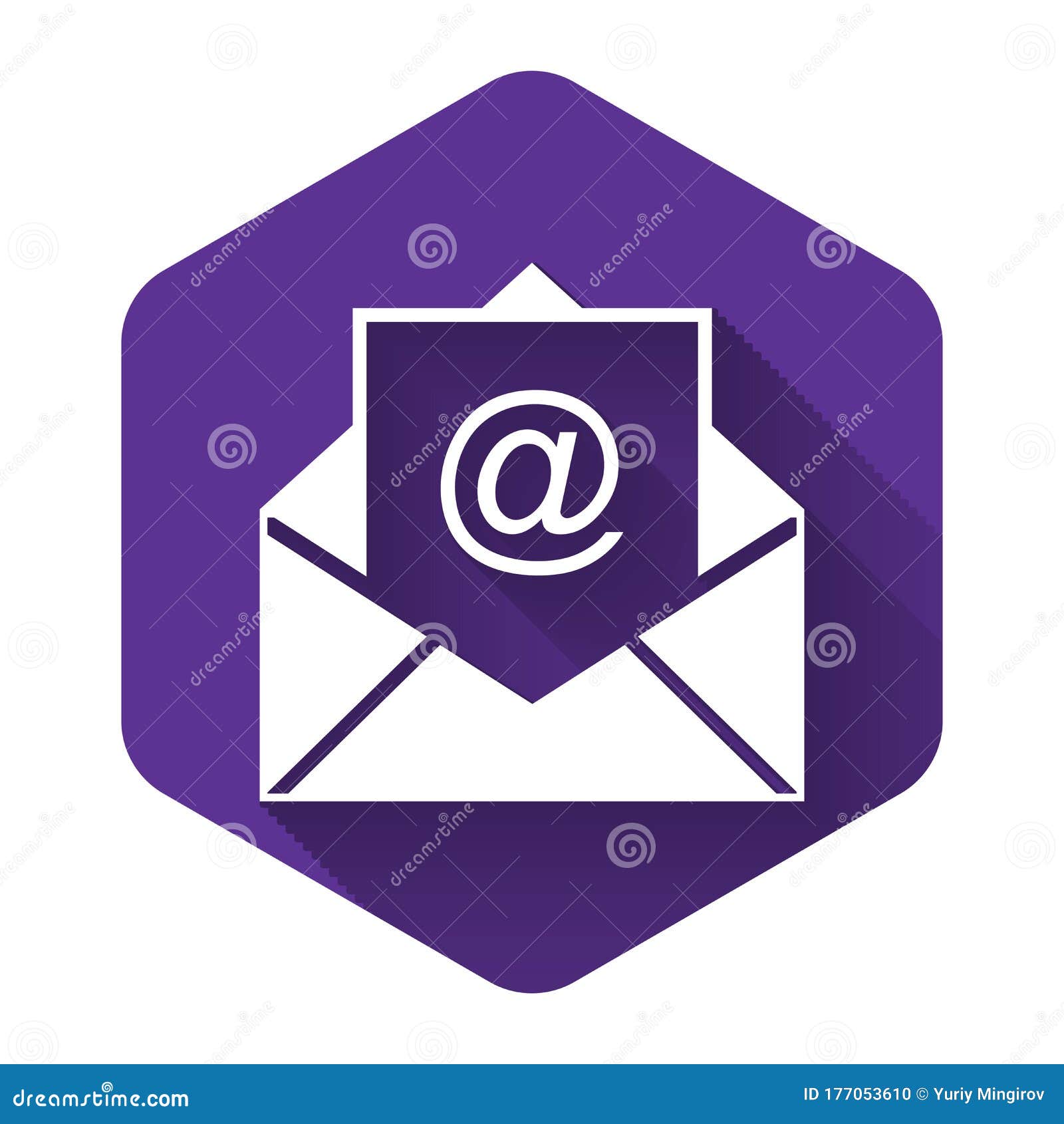 White Mail and E-mail Icon Isolated with Long Shadow. Envelope Symbol E ...