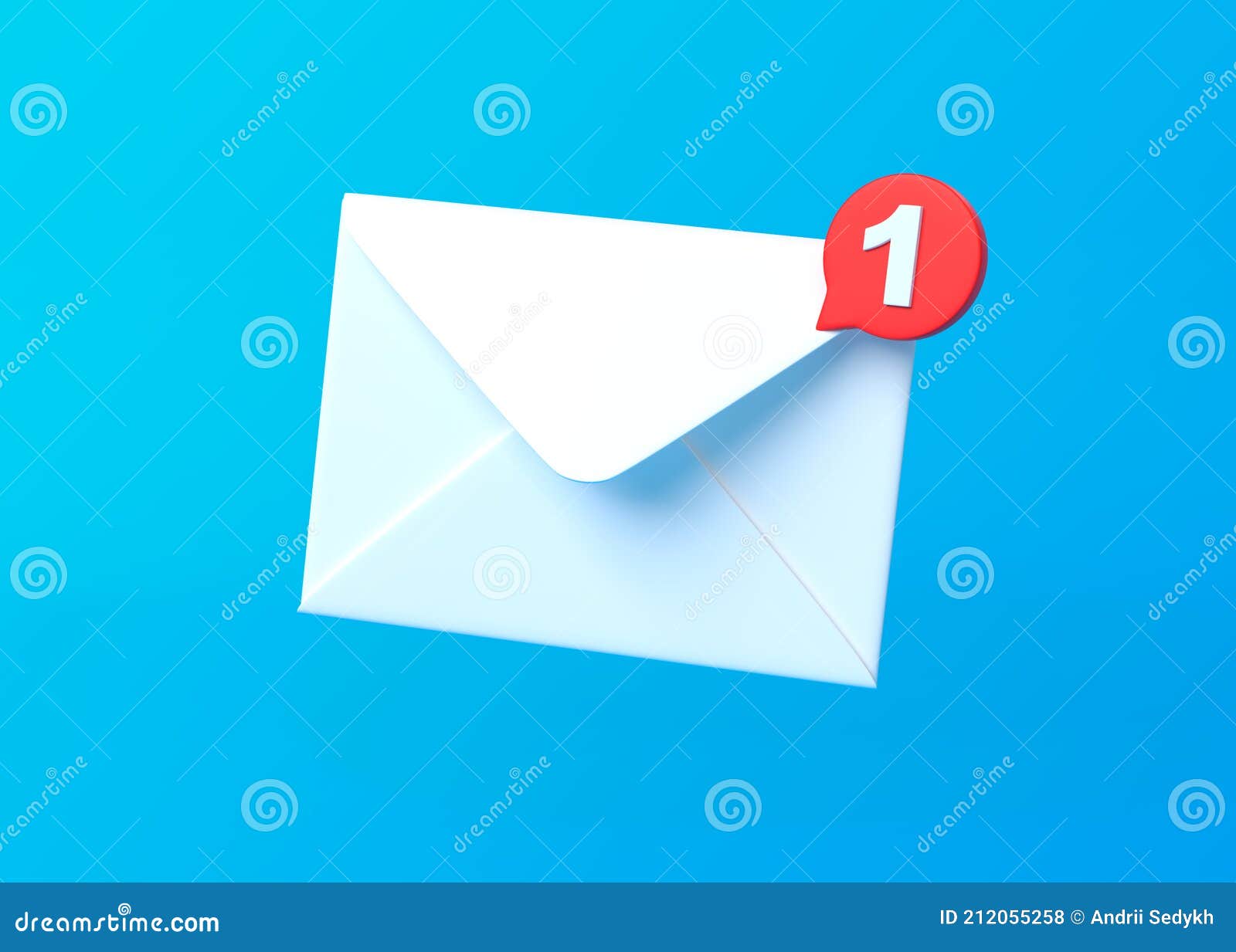 White Mail Envelope with Red Marker Message on Blue Background Stock ...