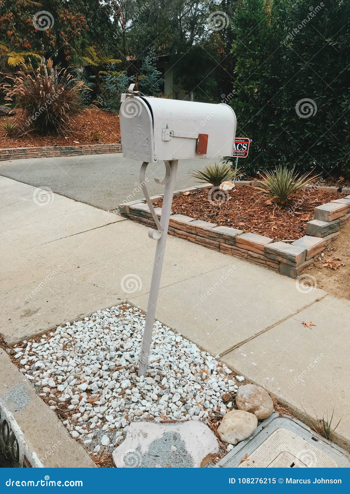 White Mailbox Red Flag stock image. Image of flag, home - 108276215