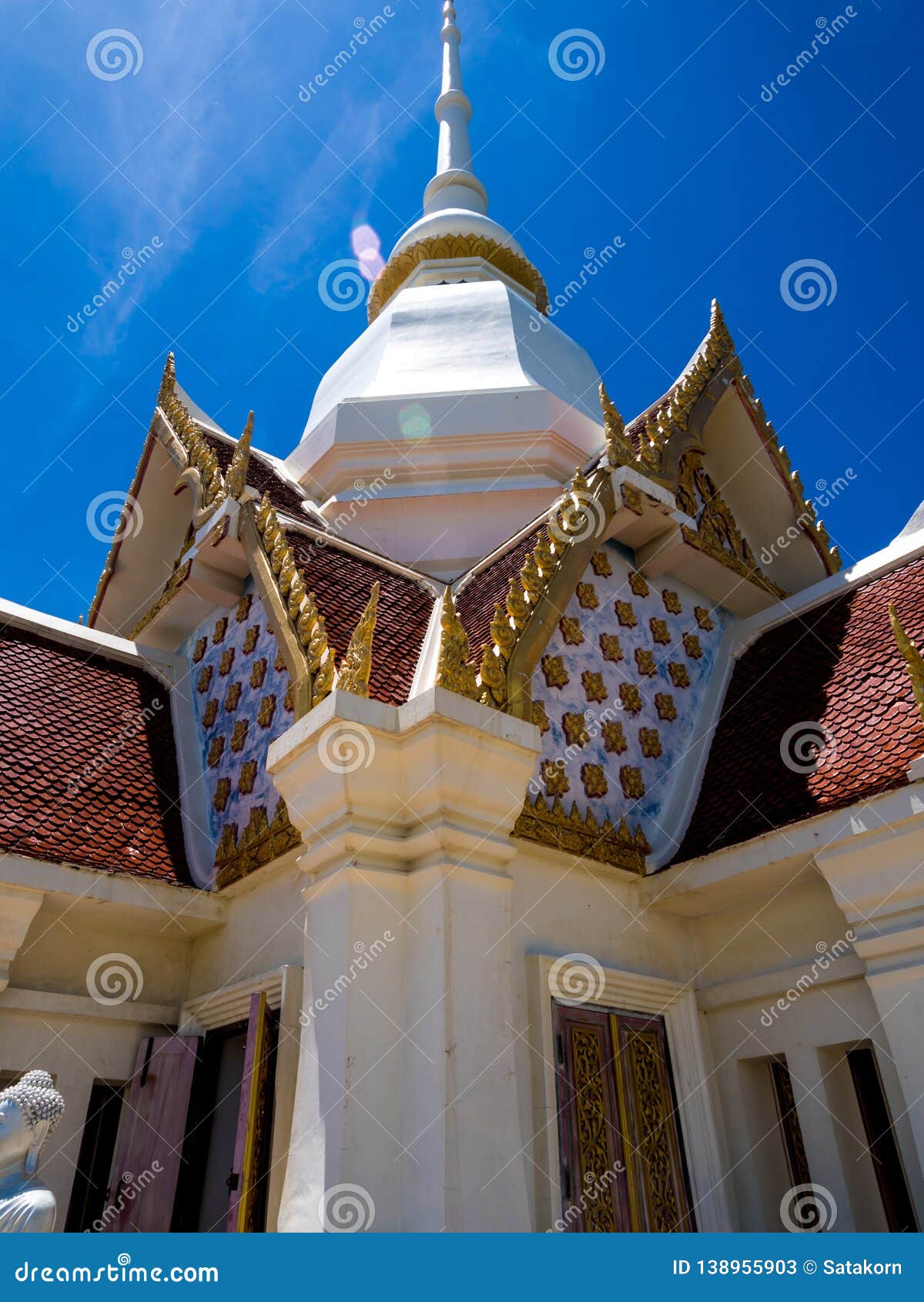 White Main Hall in Buddhist Temple Stock Image - Image of thailand ...