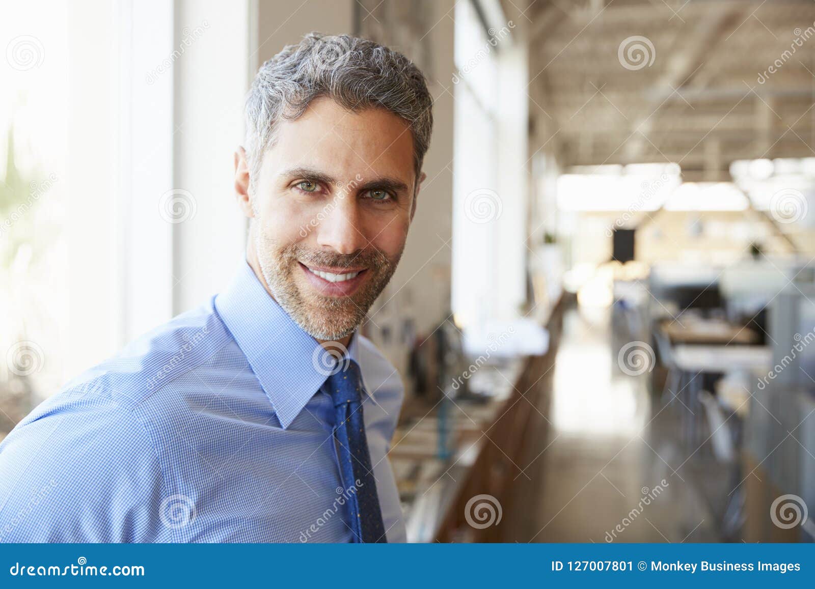 White Male Architect Turns Smiling To Camera, Close Up Stock Image ...