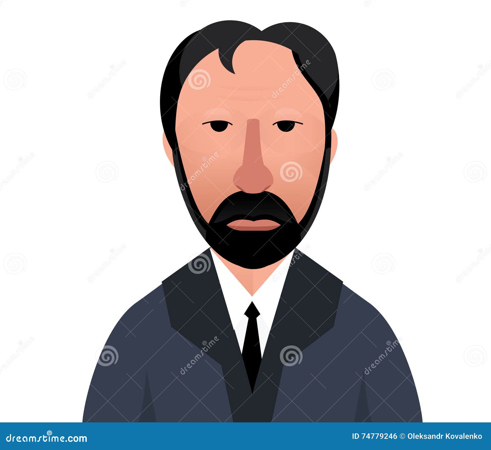 White Man with Beard Vector Illustration Stock Vector - Illustration of ...