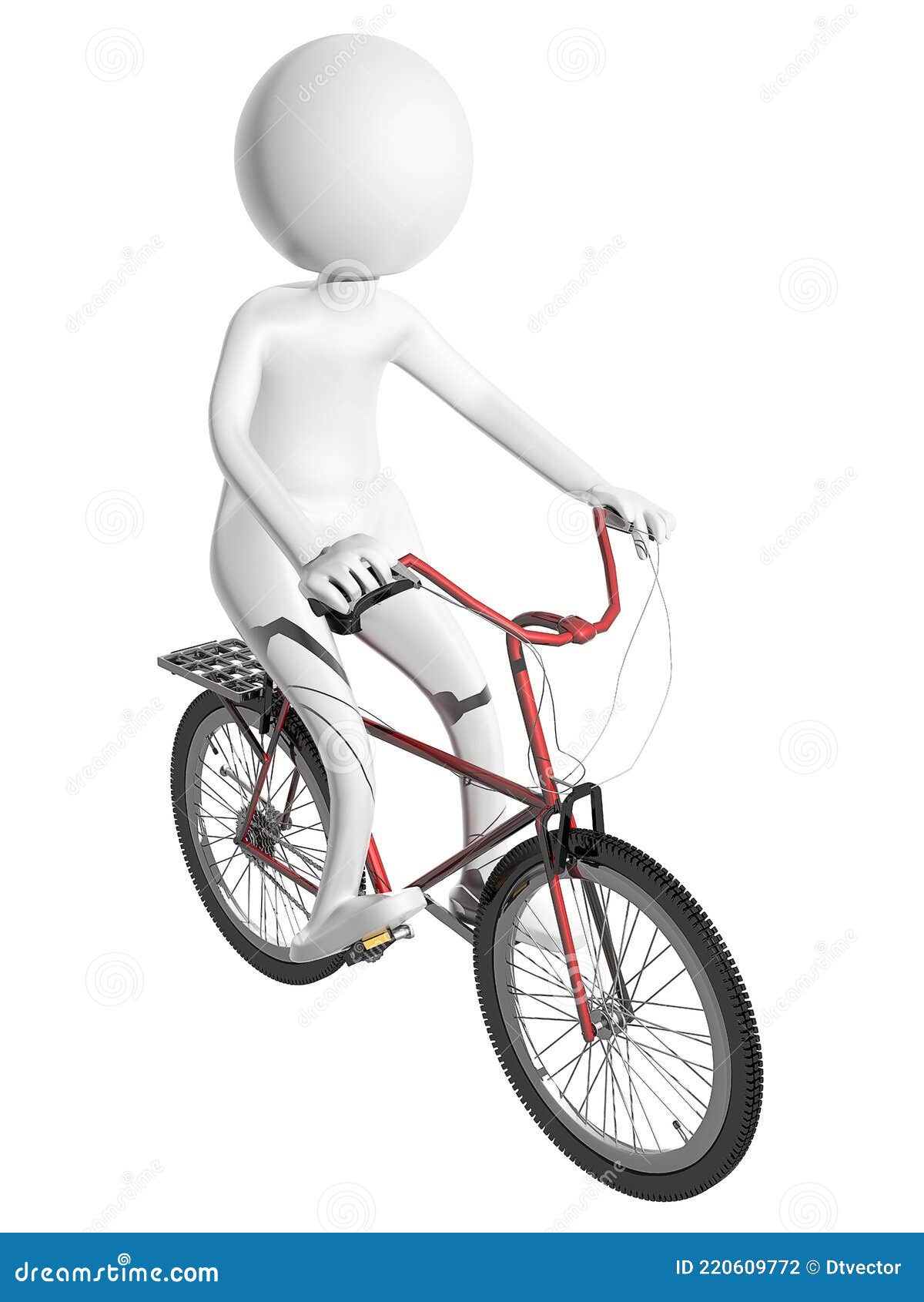White Man Bicycle Front View Stock Illustration - Illustration of white ...